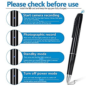 abyyloe Spy Camera, Hidden Camera with 32G SD Card, Mini Spy Camera with 1080P, Spy Pen for Taking Pictures, Mini Camera for Home Security or Classroom Study