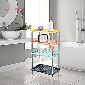 ruishetop 4-Tier Multicolor Plastic Storage Rack Easy Assembly Space Saving for Kitchen,Laundry Room,Bathroom