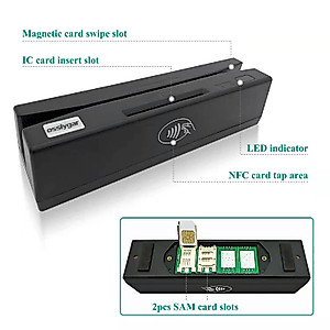 Ossiygar Combo 4 in 1 Multifuntional Desktop Card Reader Writer, Support Reading Magstripe Card, Read and Write Contactless Card, Chip, PSAM Card for Membership System with Demo Software