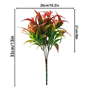 Uieke 6Pcs Outdoor Artificial Plants UV Resistant Fake Flowers Plastic Plants Morning Glory Greenery Shrubs for Outside Home Garden Patio Window Box Summer Fall Décor Red