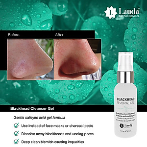 Blackhead Remover Cleanser with Salicylic Acid, Deep Pore Facial Cleanser, Blackhead Eliminator and Dissolving Gel, 1 Ounce by LAUDA BOTANICALS