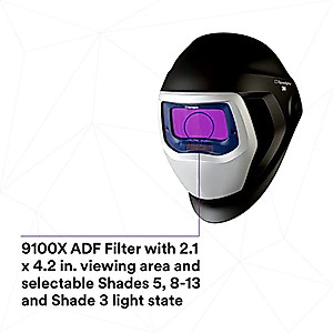 3M Speedglas Welding Helmet 9100 06-0100-20SW, with ADF 9100X, Black Large Lens