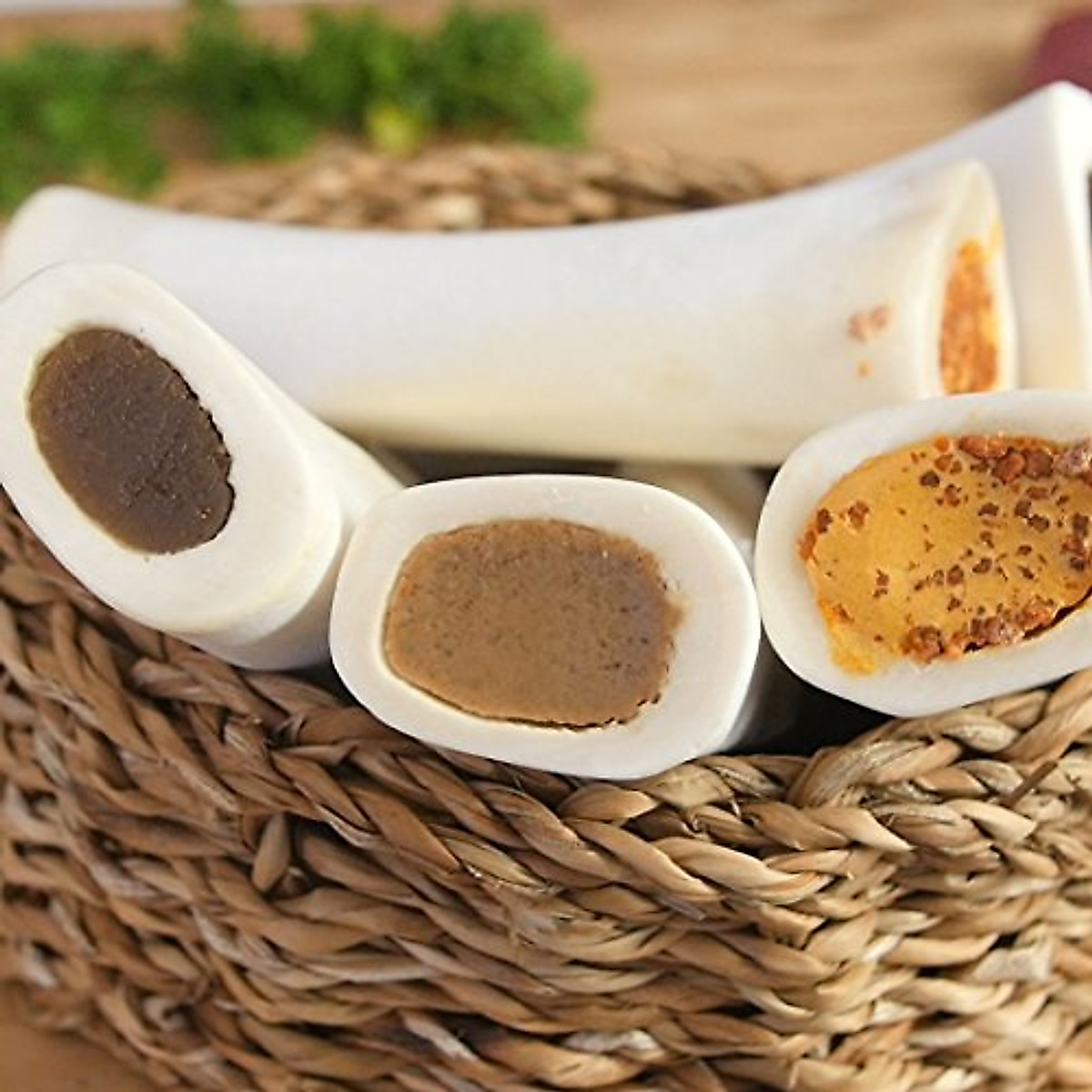 Pawstruck Filled Dog Bones Pet Food (Flavors: Beef, Cheese and Bacon, Peanut Butter,etc) Made in USA Stuffed Bulk 3 to 6" Femur Dog Dental Treat & Chew, (Variety Pack, Large (5-6")), 2.46 Pounds