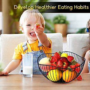 DMAR Wire Fruit Basket Black Fruit Bowl for Kitchen Counter Wave Fruit Basket Serving Bowl Wire Fruit Dish for Fruits and Veggies