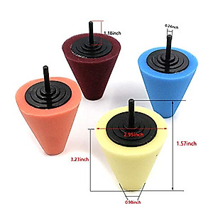 Bitray 4 PCS Conical Sponge Buffing & Polishing Cone for Automotive Car Wheel Hub Care, Metal Polish Buffing Foam Pad Sponge Polishing Wheel Tool