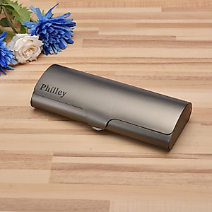 Philley Aluminum Ultra-Light Eyeglass Case Hard Shell Nearsighted Glasses Case for Women & Men(Gun Grey)