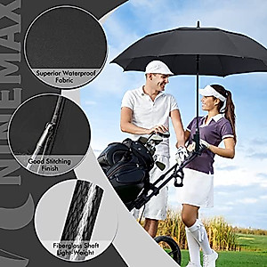 NINEMAX Large Golf Umbrella Windproof 54/62/68 Inch Extra Large, Automatic Open Double Canopy Vented Oversized Adult Umbrella for Rain and Wind