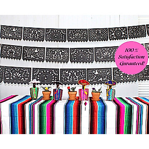 5 Pack Cinco de Mayo Party Decorations, Papel Picado Banner 60 ft Long, Fiesta Black tissue PAPER garland, Mexican Decorations, Weddings, Quinceaneras, Birthdays, Fiesta party supplies, WS250