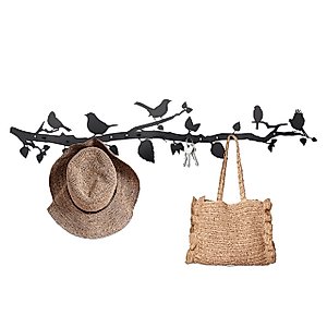 Bird Tree Branch Wall Decor, Bird Wall Art Wall Mounted Coat Rack - an Artistic Blend of Function and Design40 x 8.6",8 Hooks.