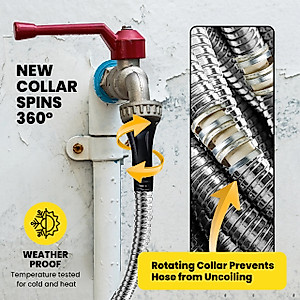 Bionic Steel Pro 50 FT Garden Hose with Nozzle, 304 Stainless Steel Metal Water Hose 50Ft, Flexible Hose, Kink Free, Lightweight and Durable, Crush Resistant Fitting, Easy to Coil, 500 PSI 2024 Model