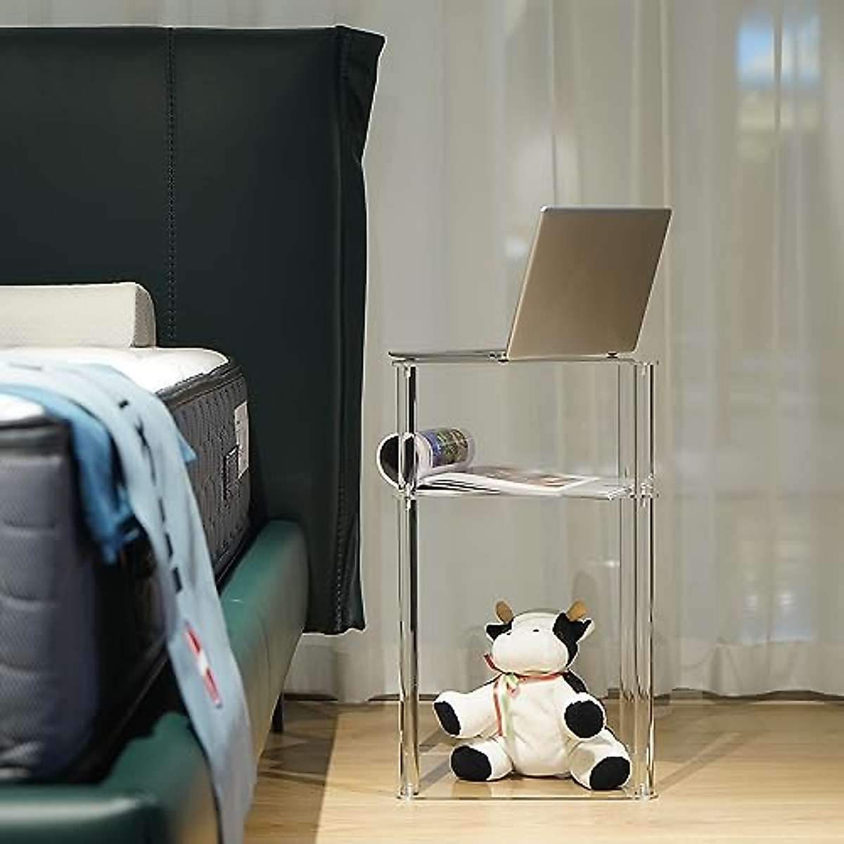 KMANDLU Acrylic End Table，Acrylic Coffee Table，Transparent Bedside Table， Leisure Table， Acrylic Side Table，Showroom Transparent Small Table