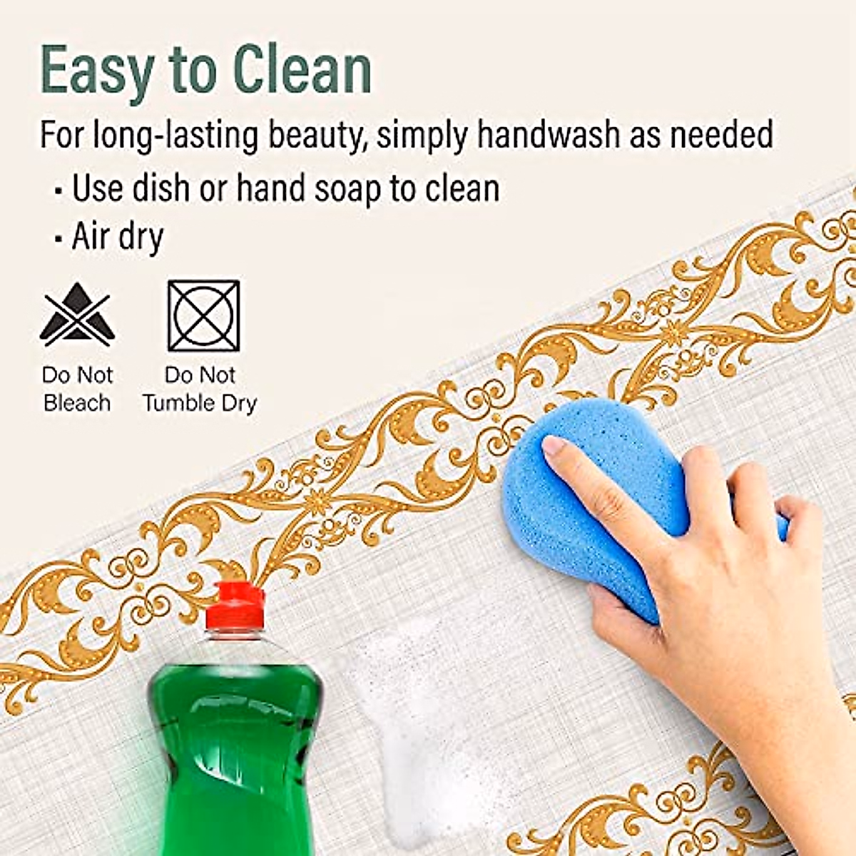 RIMONA'S Thermo Heat Resistant Table Runner and Trivet for Hot Dishes - Waterproof Hot Plates to Protect Table and Countertop - Kitchen & Dining 350F Heat Protector 40" - White Golden Marble