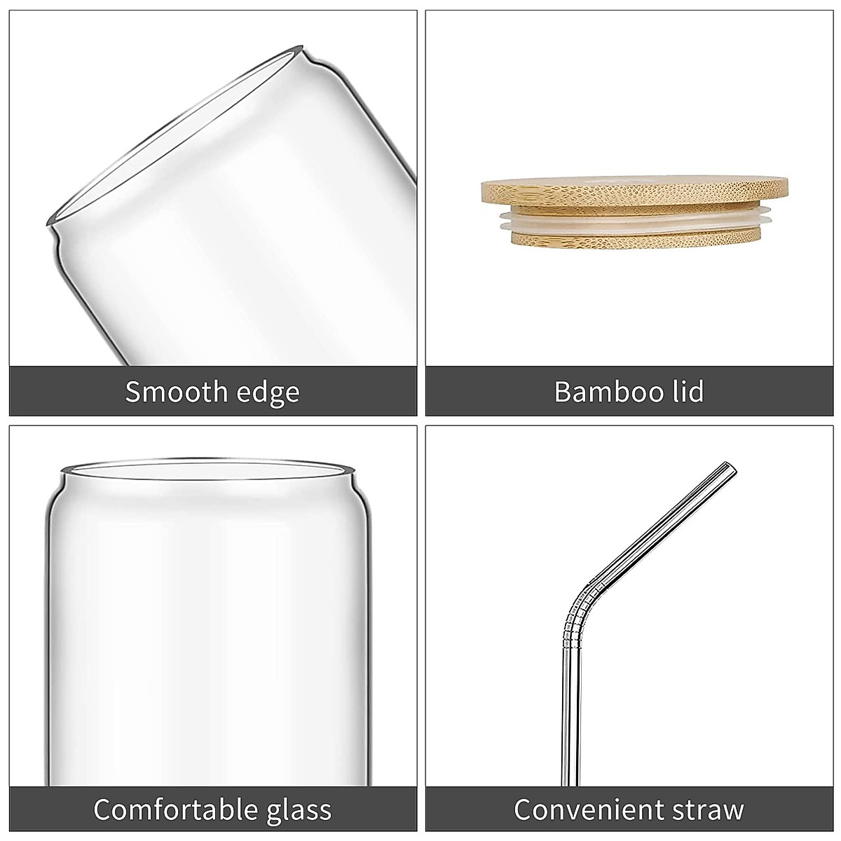 Custom Beer Can Glass Personalized Glass Tumbler Can Cup with Bamboo Lid and Straw Birth Flower Beer Cup Soda Can Glass Coffee Cup Glass Unique Drinking Glass Iced Tea Glass Smoothie to Go Cup