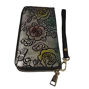 HUAMEIBANG Women's Wallet Genuine Leather RFID Lock Wallet Multi-card Bag Wallet Clutch Bag Wallet Zipper Pocket