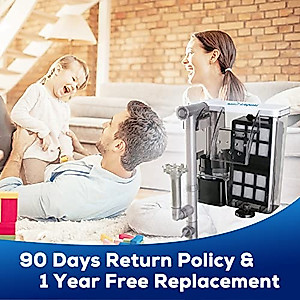 LAQUAL Aquarium Filter with Surface Skimmer, 15-30 Gallon Small Fish Tank Filter, Full Contact & 3 Layer Filtration, Quiet & Efficient, Waterfall Design for Increasing Oxygen, Hang on Back Filter