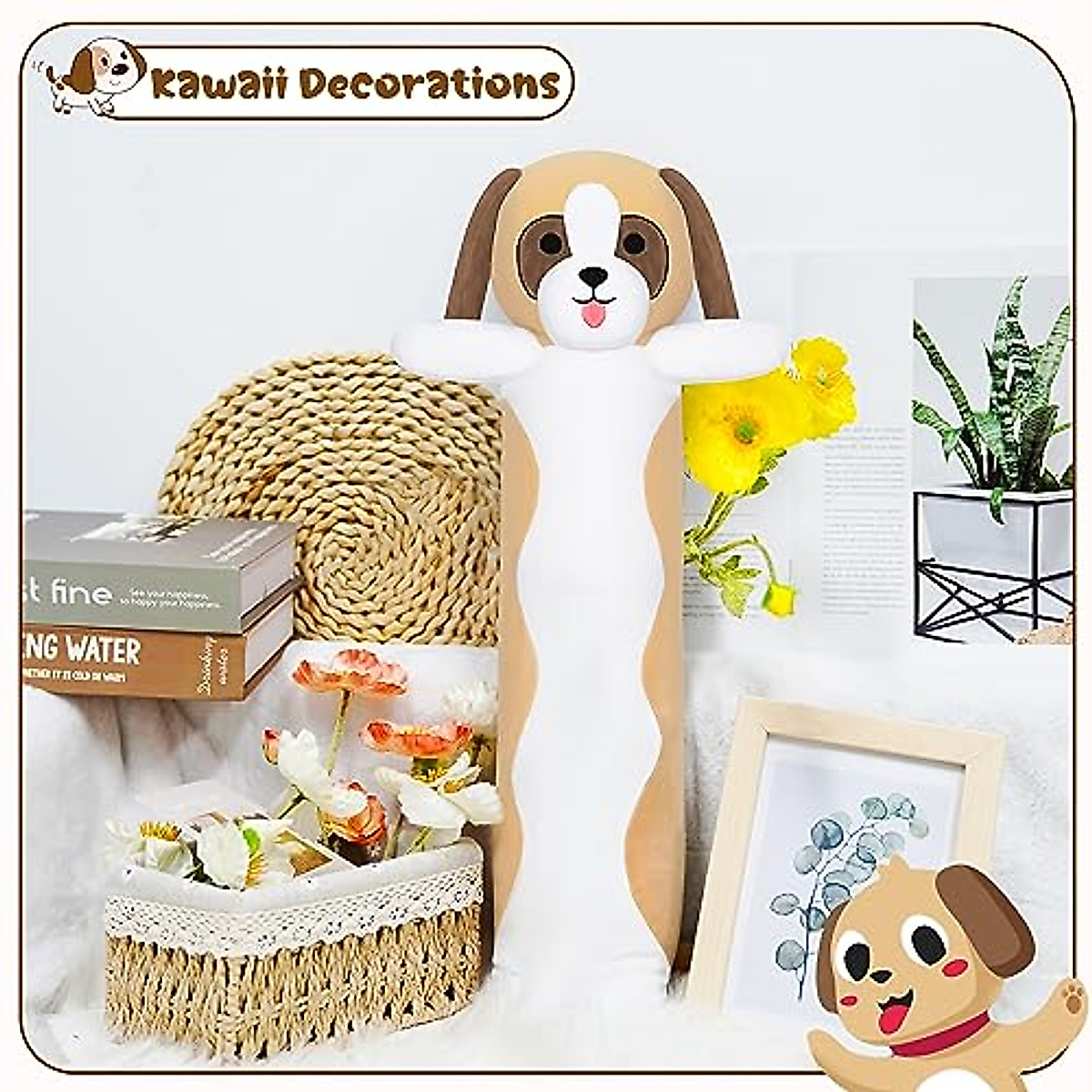 JIAJEGTGT Long Dog Plush Pillow, Long Dog Stuffed Animal Body Pillow, 22” Soft St Bernard Dog Plush Sleeping Throw Pillow, Cute Cartoon Stuffed Dog Toys Kawaii Gifts for Kids Girlfriends