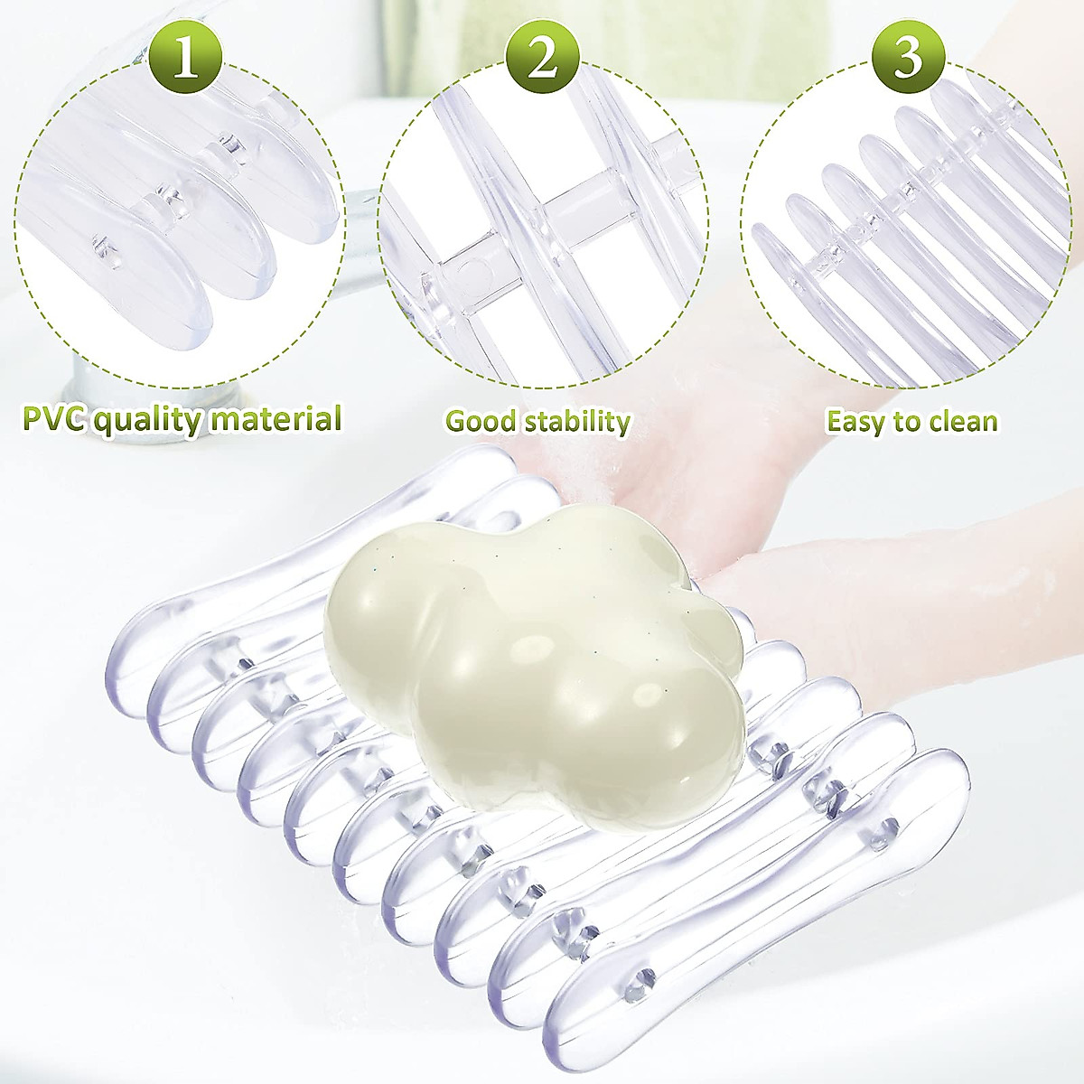 4 Pieces Plastic Bar Soap Holder Soap Tray Soap Saver Bar Dish Self Draining Soap Dishes for Soap Sponge Dryer Bathroom Toilet Shower Kitchen Restaurant Counter (Clear)