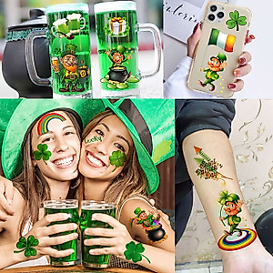 VANTATY 32 Sheets 248+ PCS St Patricks Day Tattoos For Kids Girls Boys Women Men Adults, Saint St. Patrick's Day Accessories Shamrock Temporary Tattoo Stickers, Lucky Clover Tattoo Irish Party Favor