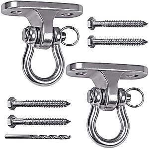 GW Gwongvvei IOH 2 Pcs Heavy Duty Swing Hangers with 4 Screws Stainless Steel 304 Antirust, 2000lb Capacity 180° Swing, Playground Porch Yoga Seat Trapeze Wooden Sets Indoor Outdoor