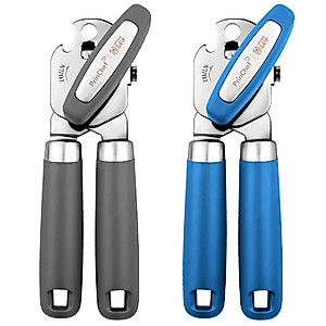 SPIDER GRIP Can Opener, No-Trouble-Lid-Lift Manual Handheld Can Opener with Magnet, Blue & Grey