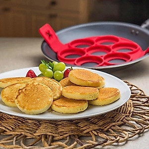 HAXPK Flip N Cook Silicone Pancake Mold, Flip and Cook Pancake Maker, Flip'n'cook Pancake, Flip and Cook Silicone Pancake Maker, Flip Cooker Pancakes Mold (1PC Round)