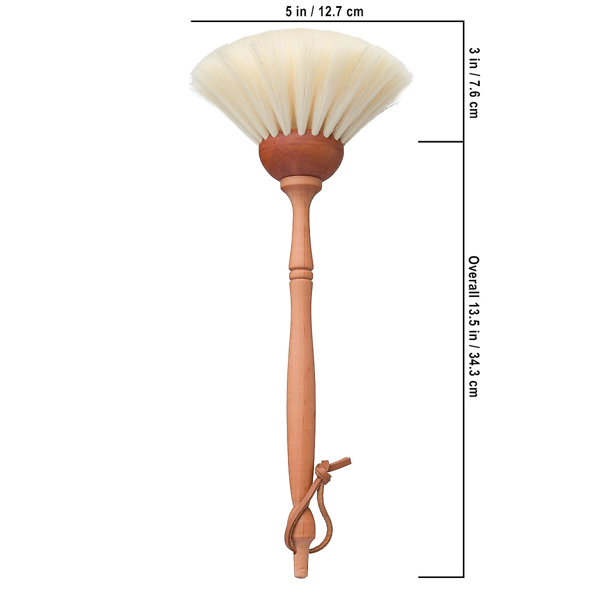 REDECKER Goat Hair Dust Brush with Oiled Pearwood Handle, 13-1/2 inches - Natural Bristle Dusters German Cleans Delicate Surfaces, Hanging Loop for Storage with Black Dot - Goat Hair Dusting Brush