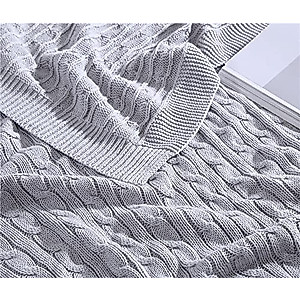 The Nesting Company – Oak 100% Cotton Cable Knit 50" x 70" Throw Blanket (Gray)