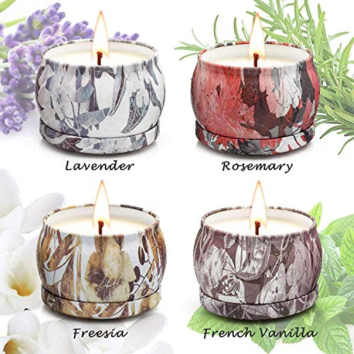 CREASHINE Scented Candles Gift , Stress Relief Pure Soy Wax Single Wick 100 Hour Burn 16 Ounce Unit Portable Travel Tin Perfect for Women Aromatherapy Anniversary - 4 Pack