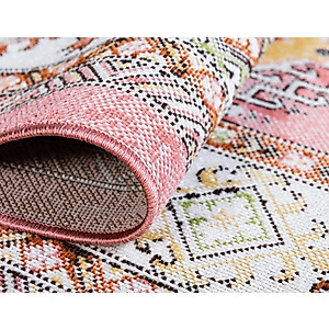 Unique Loom Aarhus Collection Area Rug - Southwestern (5' 1" x 7' 10" Rectangle, Rose/ Green)