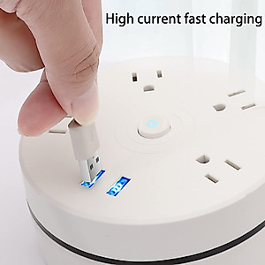 AOCIWE Retractable Power Strip Surge Protector - 4 Outlet Flat Plug Strip with Smart 2 USB, 5.9 FT Long Extension Cord, 125V/10A, Portable & Neat for Travel/Home /Office