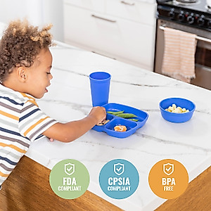 ECR4Kids My First Meal Pal Combo Set, Children's Tableware, Blue, 15-Piece
