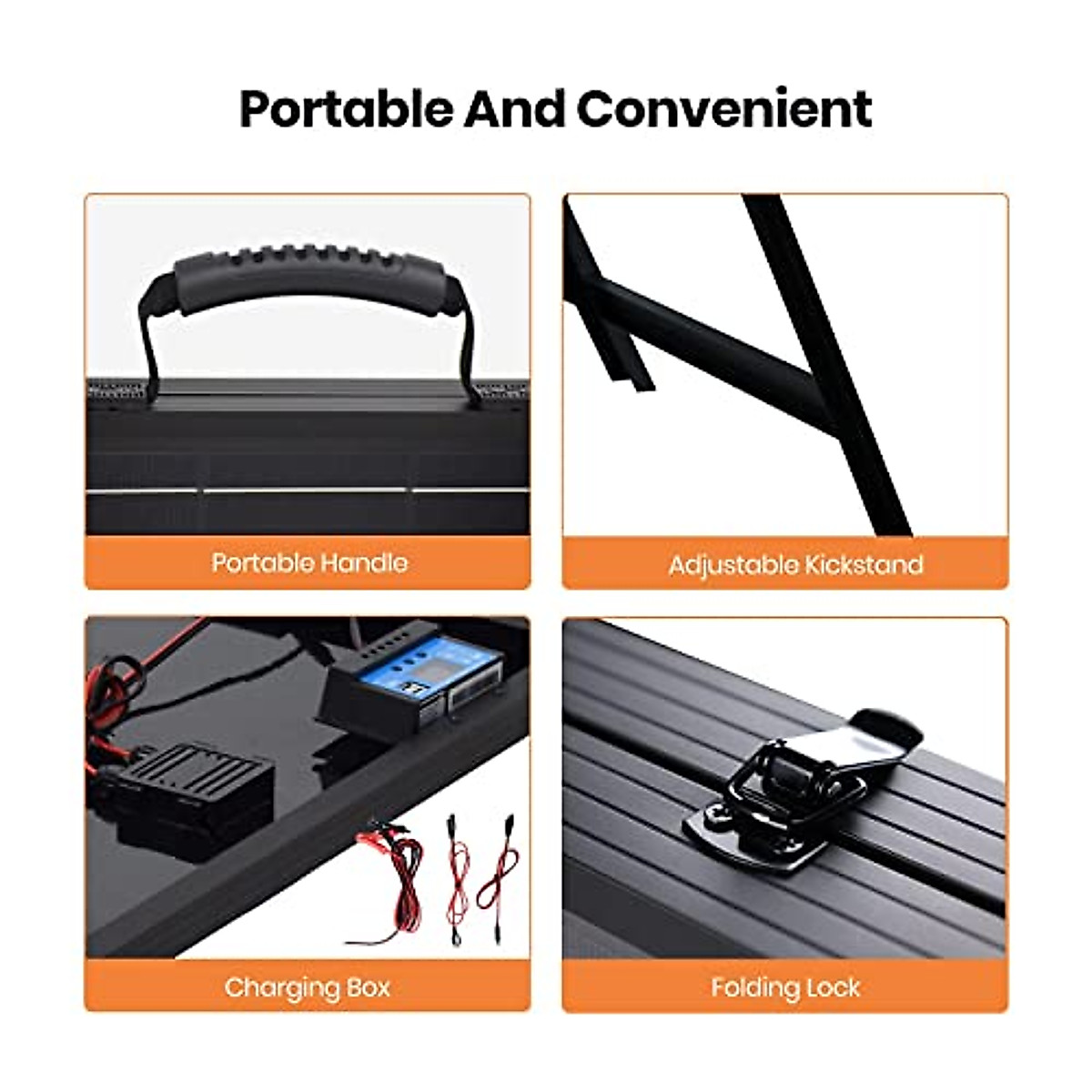 FlexSolar 100W Solar Panel Charger with 20A PWM Charger Controller, SAE 8mmDC Anderson Output IP65 Waterproof Foldable Suitcase with Kickstand Power Emergency for Battery Generator Power Station