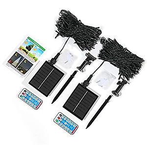 YAOZHOU Red Christmas Solar String Lights Outdoor Red 2 Pack Upgraded Solar Panel,Each 75.5ft 200LED Fairy Lights with 8 Modes IP65 Waterproof Lights for Tree Garden Patio Wedding Party Yard Decor