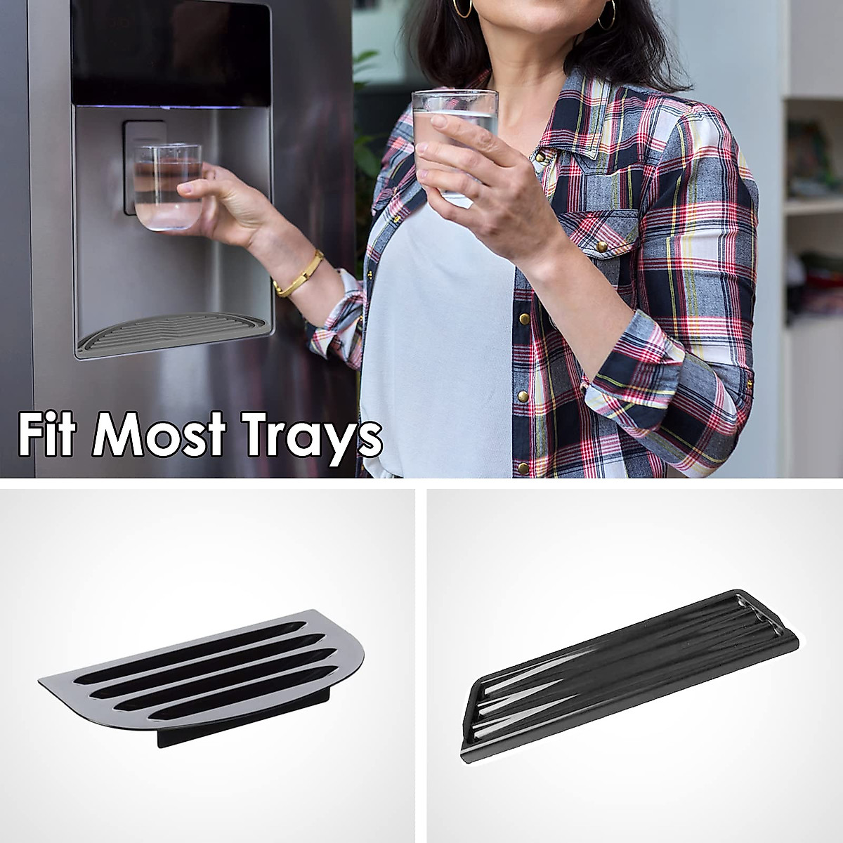 2 Pack Refrigerator Drip Catcher Tray,Protector Ice and Water Dispenser Pan,Prevents Hot Water From Overflowing Refrigerator Drainage,Fridge ice Maker Pad(Grey)(Cuttable Size)