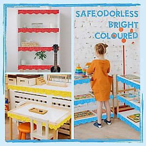 60 Feet Bulletin Board Borders, 45 Sheets Glitter Scalloped Border Trim Holiday Decoration for School, Classroom Office Party Wall Decor (6 Colors, Golden/Silvery/Red/Blue/Black/Green)