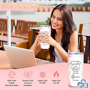 Employee Appreciation Gifts, Appreciation Gifts for Coworkers, 8 Pcs Christmas Gift for Employees Coworkers Teacher Staff Principal Nurse, Cool Thank You Gifts Baskets w/ Tumbler Notebook (Pink)