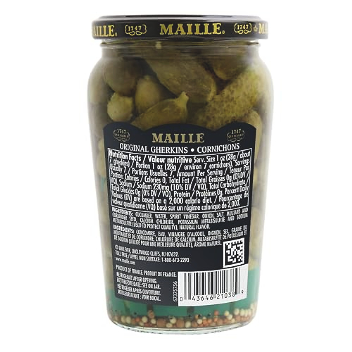 Maille Pickles Cornichons Original The perfect cornichon for garnishing a gourmet sandwich or snacking Product of France 13.5 oz
