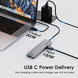 WAVLINK USB C Hub, 7-in-1 Type C Adapter with 4K HDMI, RJ45 Gigabit Ethernet, USB 3.0, USB 2.0, SD/TF Card Reader, 100W PD Mini Docking Station for MacBook Pro/Air and USB-C Windows Laptops