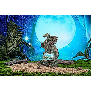 TERESA'S COLLECTIONS Dragon Garden Sculptures & Statues,Solar Outdoor Statues Resin Dragon Figurines, Bronze Gothic Decor Lawn Ornaments Yard Art for Patio Table Deck Balcony Decorations, 8.6 Inch