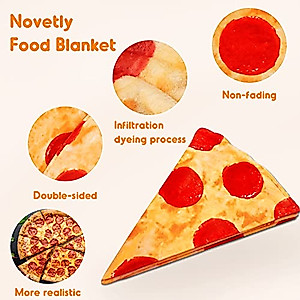 Firstsix Pizza Blanket Adult Size, 71 Inch Realistic Pepperoni Pizzas Blanket, Upgraded Double Sided 290 GSM Flannel Funny Food Blanket, Novelty Throw Blanket for Couch, Bed, and Travel