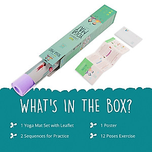Yogi Fun - Yoga Cards and Yoga Mat, Educational Yoga Cards with Illustrations of Yoga Poses, Yoga Mat Set with Leaflet, Poster, 2 Sequences for Practice with 12 Poses Exercise Mat, Tested and Approved