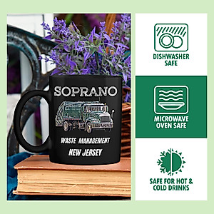 Tuantuyetvoi Soprano Garbage Truck Waste Management Black Coffee Mug 11oz…