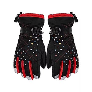 SATINIOR Women Winter Ski Gloves Waterproof Snow Gloves Warm Snowboard Gloves for Cold Outdoor Activities (Black)
