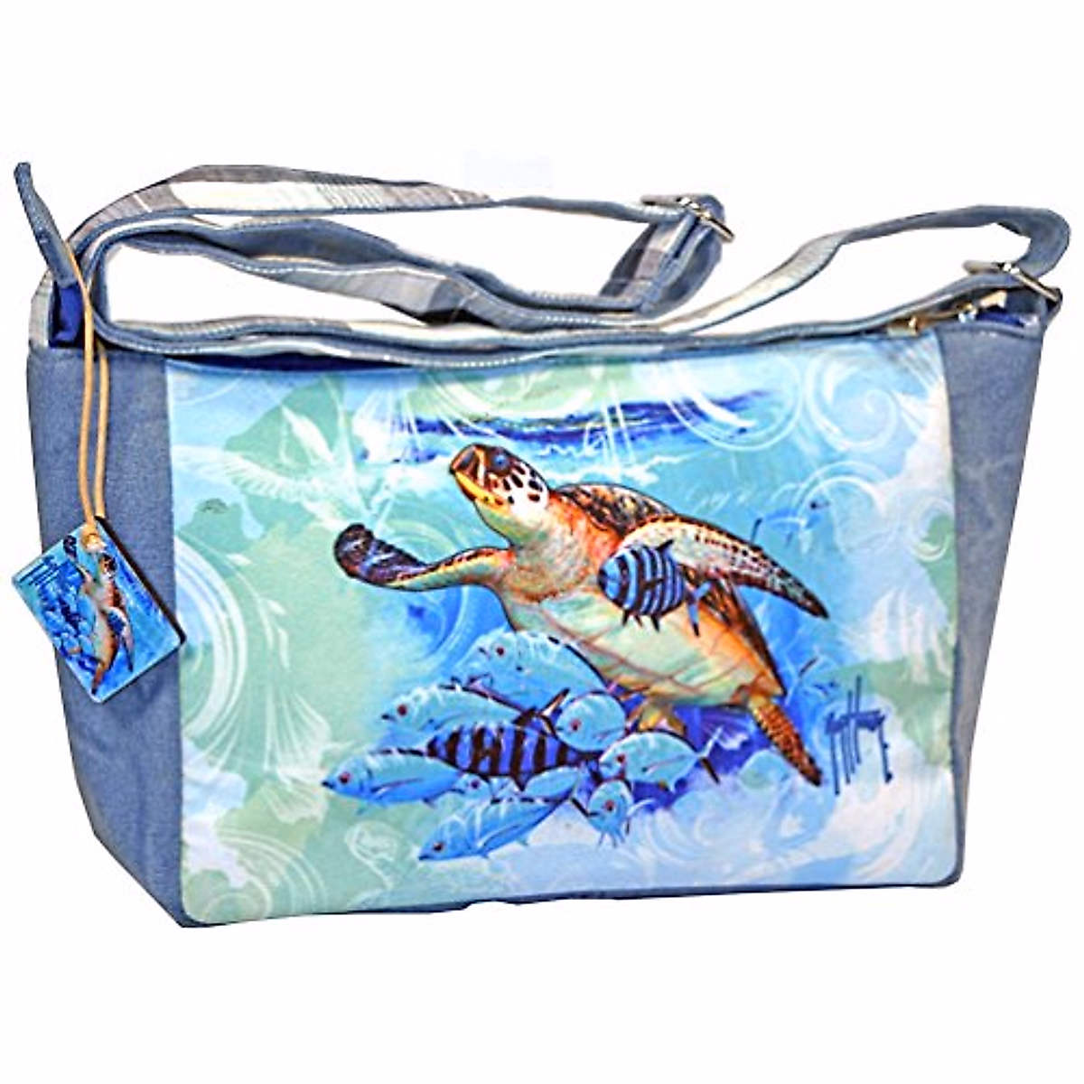 Guy Harvey Blue Sea Turtle Cross Body Shoulder Bag