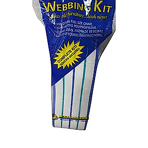 BAGS USA Chair Strap,40 Feet 3 Inches Wide Webbing Kit, Lawn Chair Webbing, Makes Old Furniture Look New (White/Turquoise/Blue)