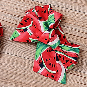 Kashoer Newborn Baby Girls Watermelons Printed Ruffle Bodysuit with Headband (6-12M, Watermelon)