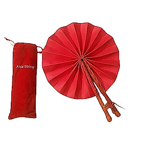 African Fabric Folding Fan/Church fan/Ankara fan/Leather folding fan/Wedding fan/Sport fan/Red African fan/Pouch Included!