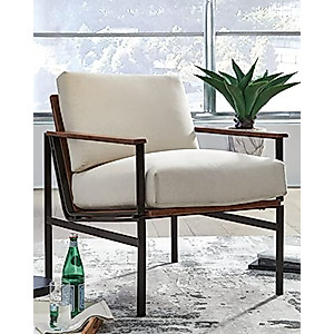 Signature Design by Ashley Tilden Mid-Century Modern Accent Chair, Ivory & Black