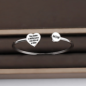 ENSIANTH MSW Gift Social Worker Bracelet You Make A Difference Appreciation Gift for Social Worker, Volunteer (MSW Cuff)