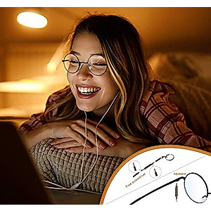 Brigtlaiff Round Blue Light Blocking Glasses for Men Women John Lennon Style Computer Gaming TV Glasses Anti Eyestrain (Black Frame)